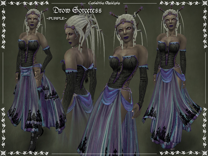 Second Life Marketplace - Drow Sorceress Outfit ~PURPLE~ by Caverna Obscura